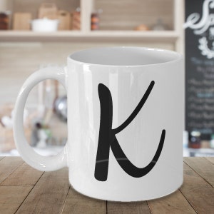 Initial Mug - Monogram Gifts With Letter K - Cute Name Coffee Mug ...