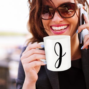 Initial Mug - Monogram Gifts With Letter J - Cute Name Coffee Mug ...
