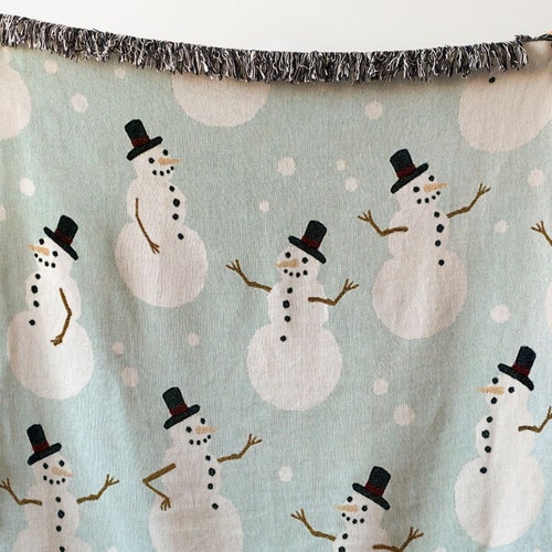 Plaid Trees Christmas Blanket: Woven Cotton Throw for Winter - Etsy