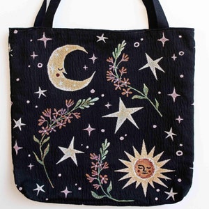 Sun & Moon Tapestry Bag: Cute Woven Tote, Book Lover Teacher Gift ...