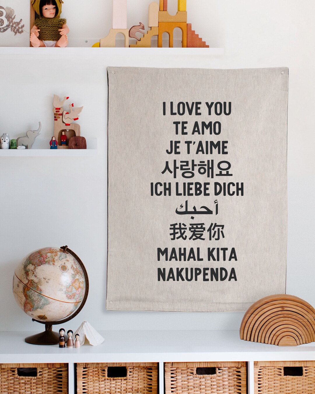 Love Language Tapestry: Woven Wall Hanging, Positive Boho Nursery or ...