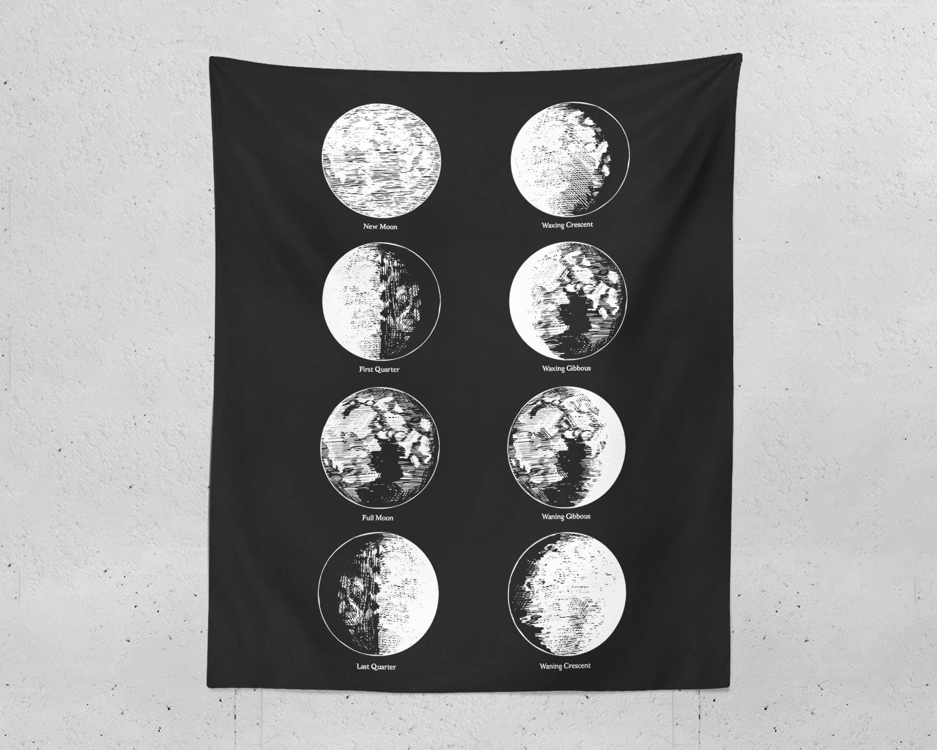 Moon Phases Tapestry Lunar Phases Print Moon Phases Wall | Etsy Moon Phases Tapestry Lunar Phases Print Moon Phases Wall | Etsy