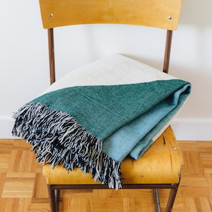 Color Block Woven Throw Blanket - Green & Blue Throw Blanket, Cotton ...