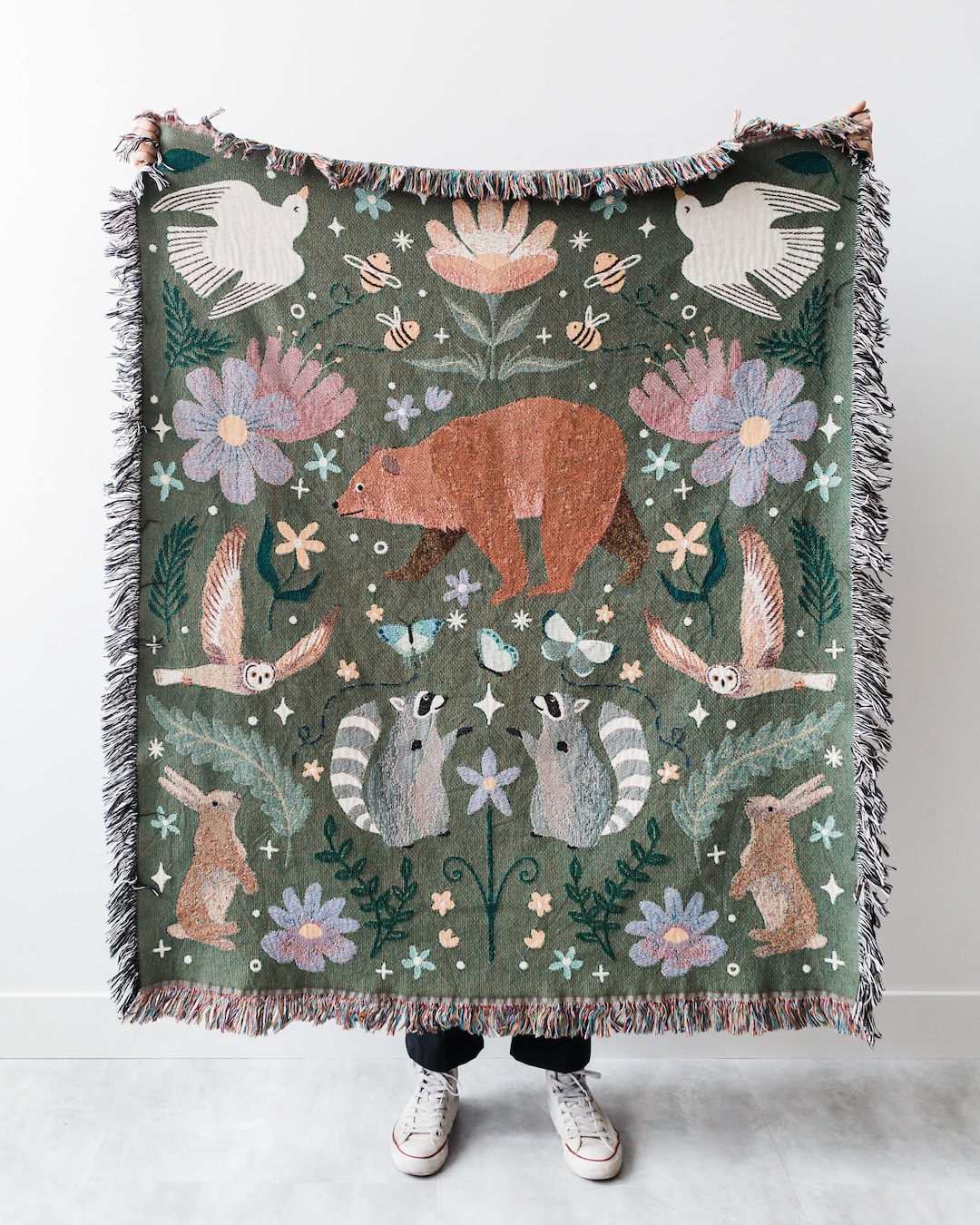 Woodland Animal Throw Blanket: Personalized Cute Nature Home - Etsy