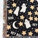 Hey Boo Ghosts Throw Blanket: Cozy Halloween Decor, Yellow Stars, Cute ...