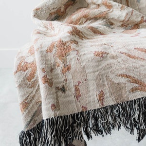 Marble Boho Blanket: Unique Earth Tones, Abstract Woven Cotton Throw ...