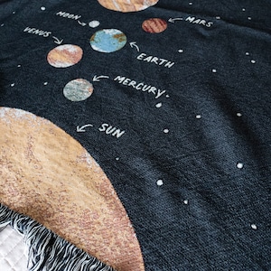 Space Throw Blanket: Kids Room Decor, Planets Galaxy Science, Woven ...