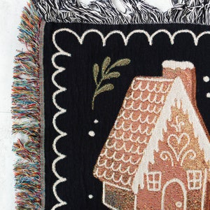 Gingerbread Christmas Blanket: Personalized Woven Cotton Throw, Holiday ...