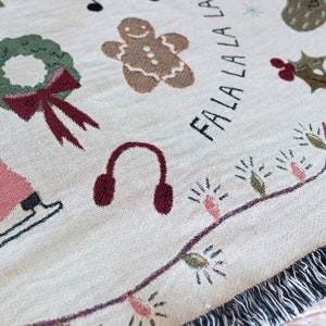 Christmas Blanket: Cute Woven Cotton Throw for Winter Decor, Gift for ...