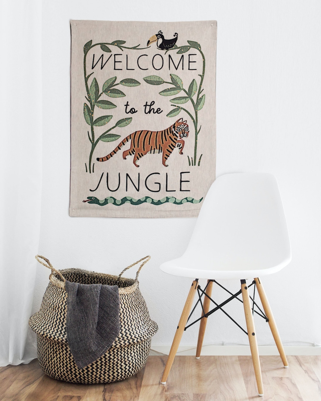 Jungle Tapestry: Woven Tiger Wall Hanging for Nursery, Welcome Kids ...