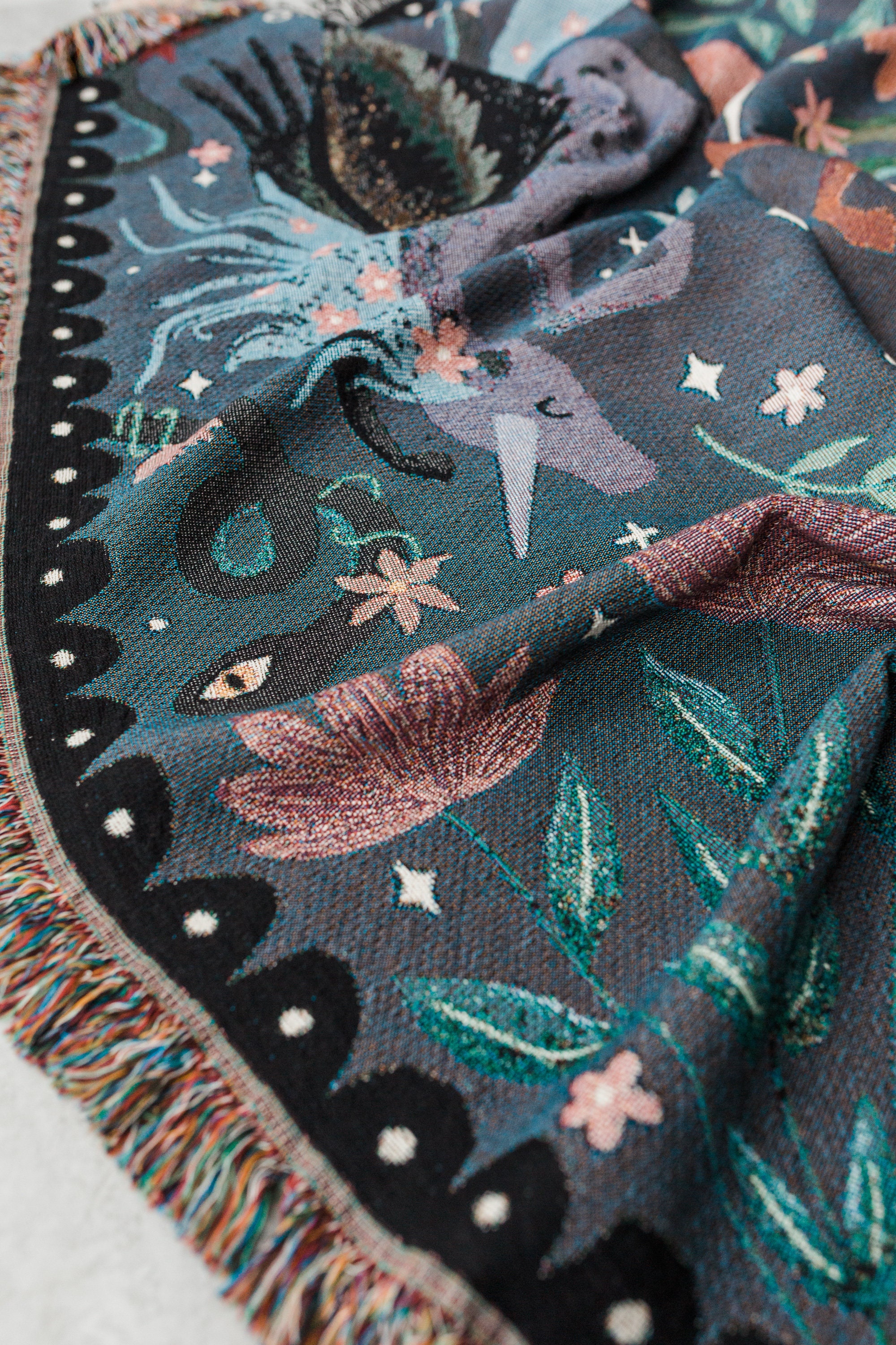Unicorn Night Throw Blanket: Woven Cotton Throw for Sofa Moon - Etsy