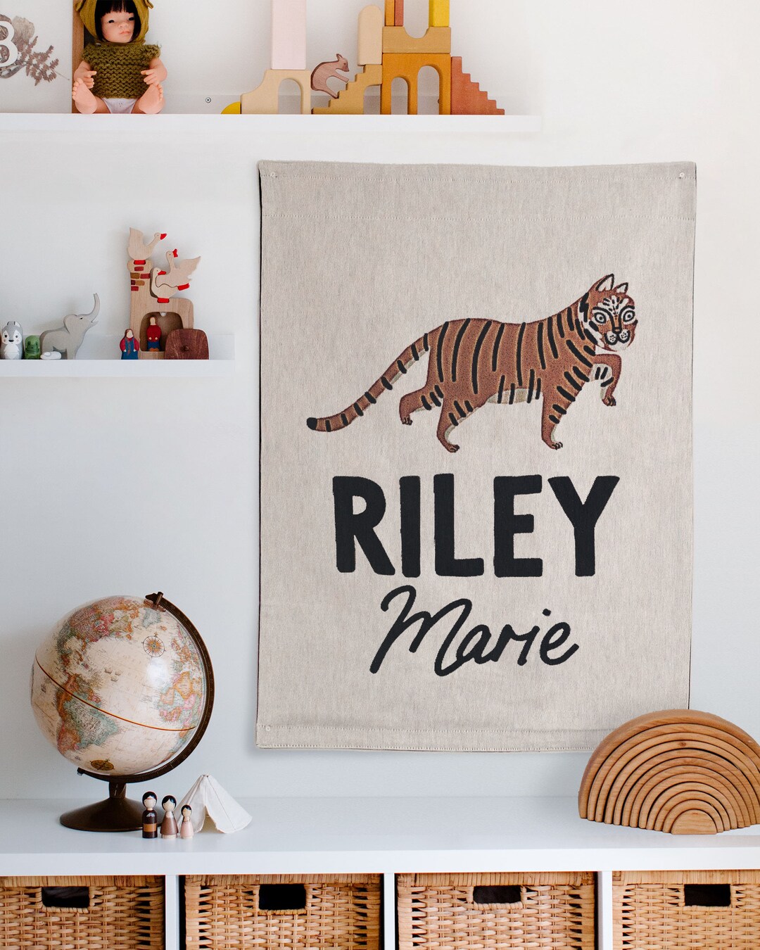 Name Personalized Tapestry: Tiger Woven Wall Hanging for Nursery, Kids ...