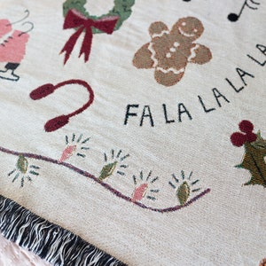 Christmas Blanket: Cute Woven Cotton Throw for Winter Decor, Gift for ...