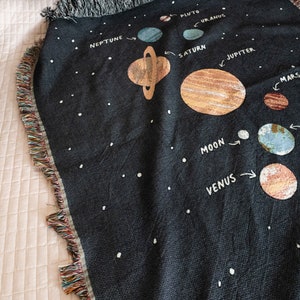 Space Throw Blanket: Kids Room Decor, Planets Galaxy Science, Woven ...