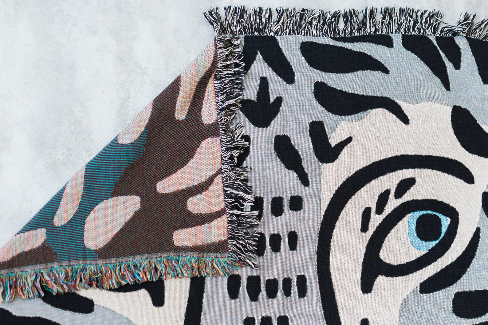 Tiger Throw Blanket: Grey Blue Woven 100% Cotton Throw Cute - Etsy