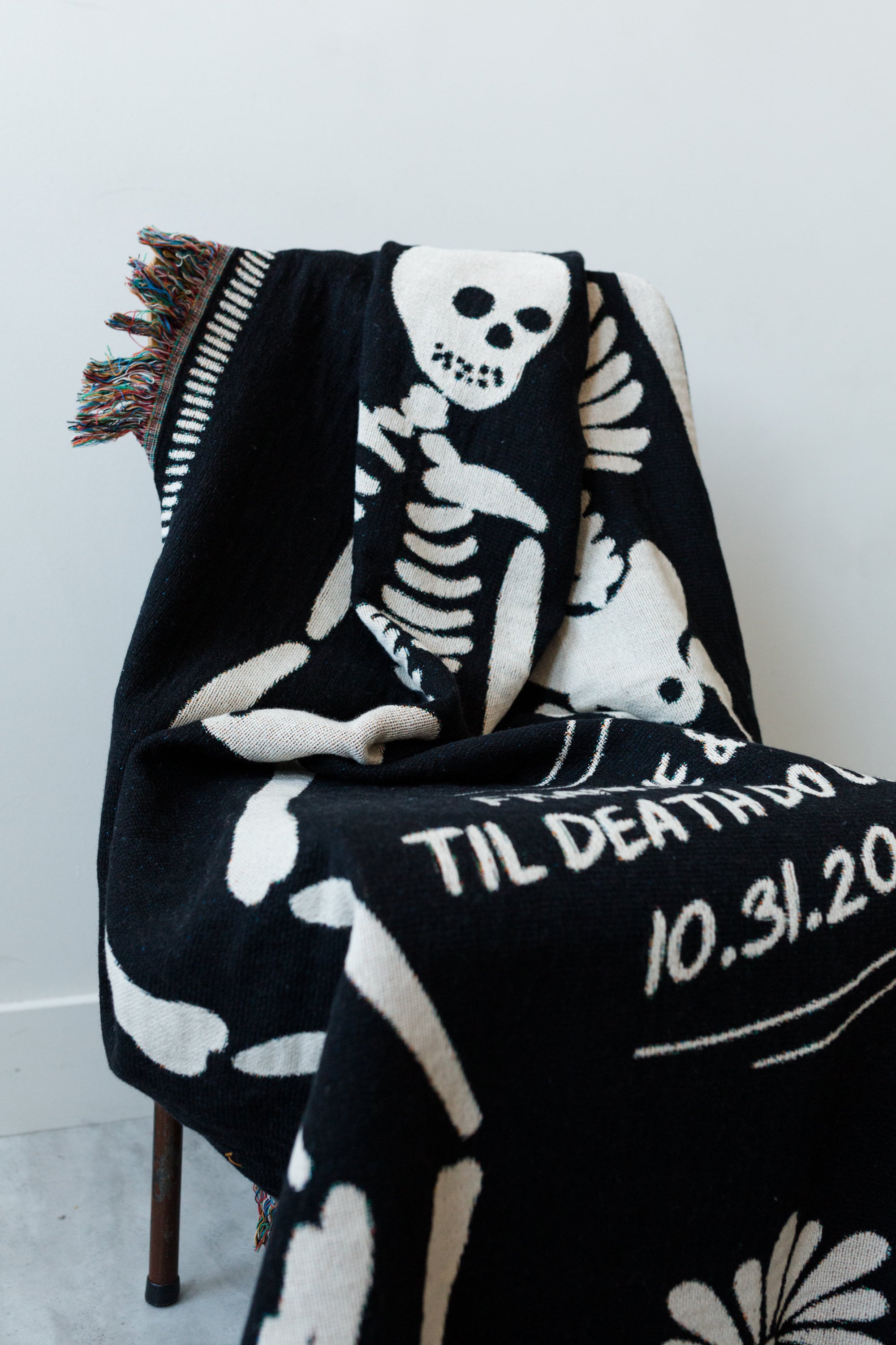 Personalized Skeleton Blanket: Til Death Do Us Part Woven - Etsy