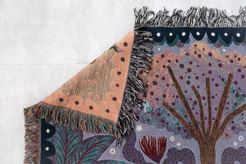 Jungle Tiger Throw Blanket: Woven Cotton Throw, Cute Animals, Colorful ...