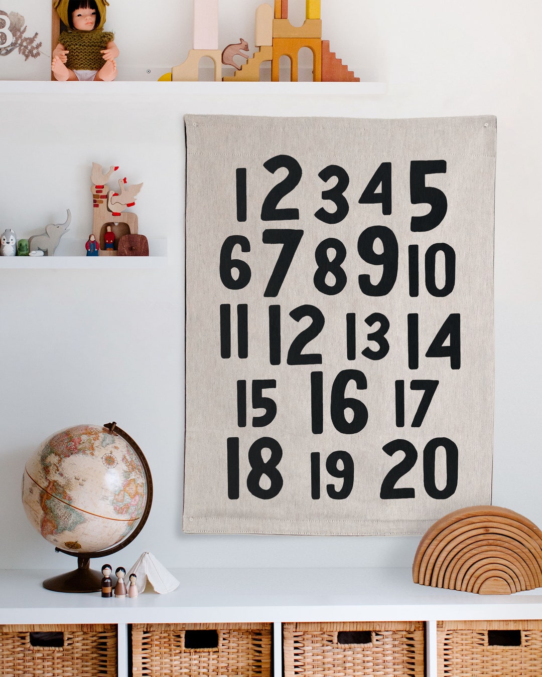 Numbers Tapestry: Woven Wall Hanging, Boho Nursery or Gender Neutral ...