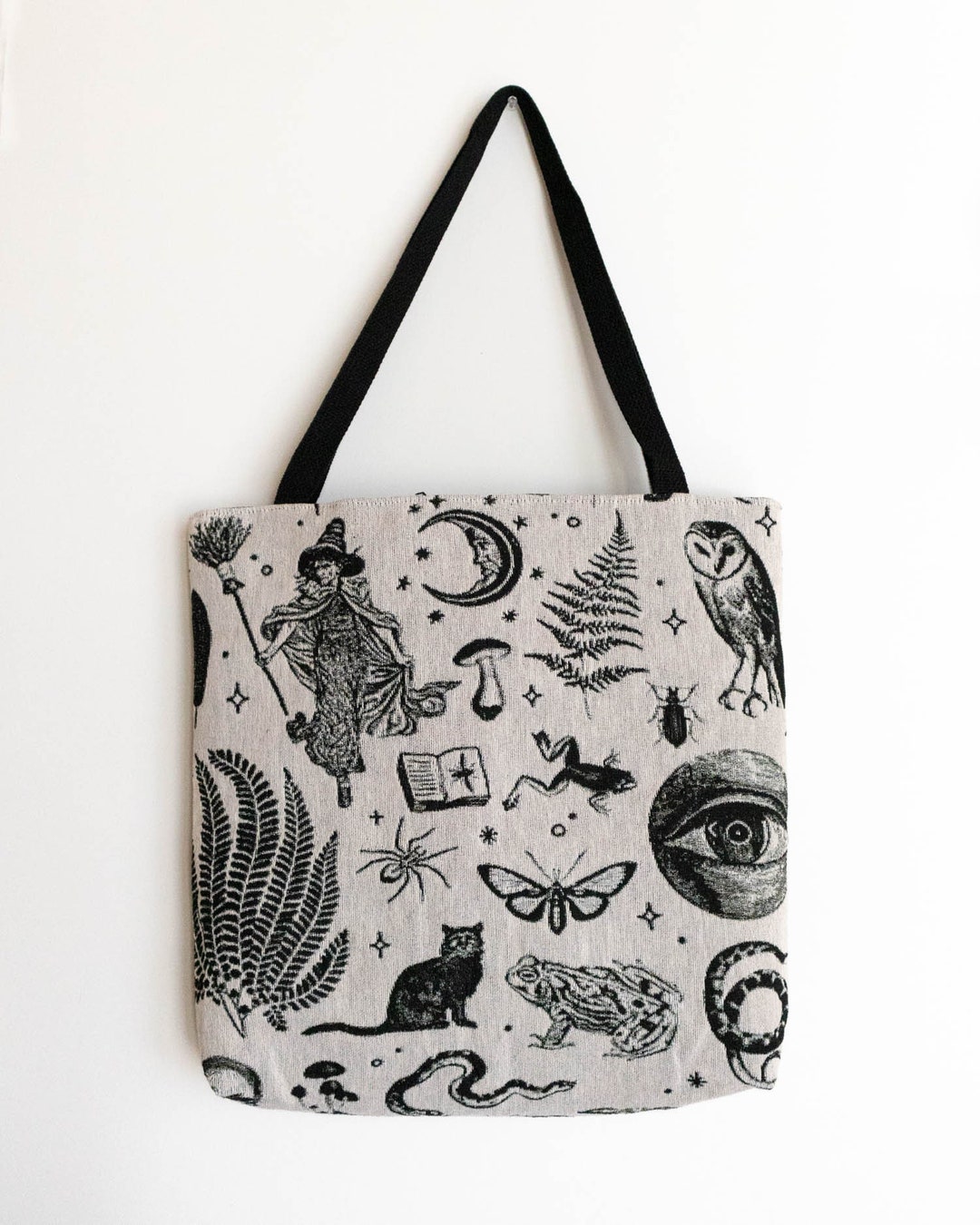 Witchy Tote Bag: Woven Tapestry Purse, Vintage Style, Whimsigoth Goth ...