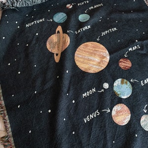 Space Throw Blanket: Kids Room Decor, Planets Galaxy Science, Woven ...