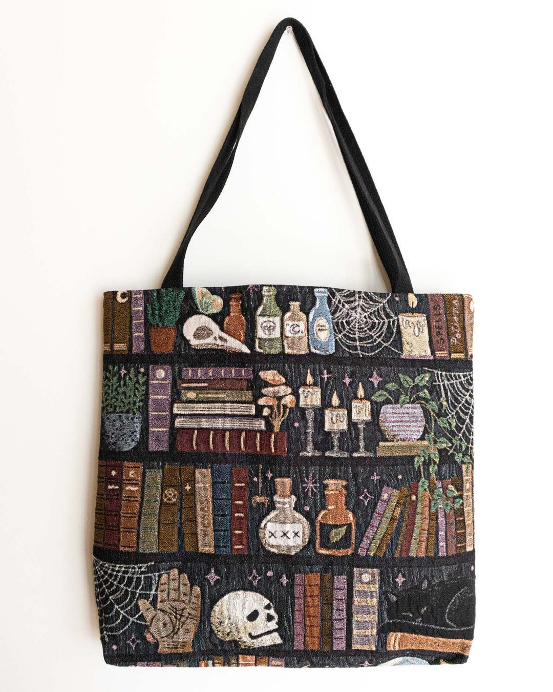 Witches Bookshelf Bag: Woven Tapestry Tote, Whimsigoth Goth Occult ...