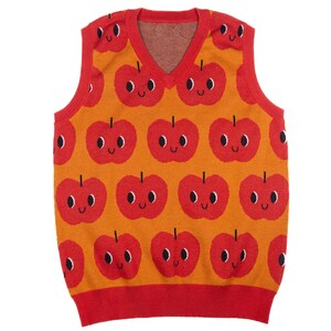 Apple Sweater Vest: Cute Red Knit, Quirky Whimsical Autumn Apparel ...