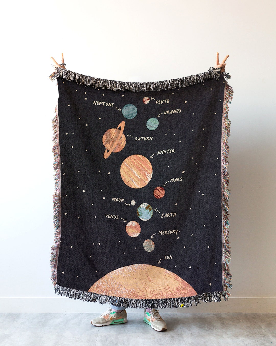 Space Throw Blanket: Kids Room Decor, Planets Galaxy Science, Woven ...