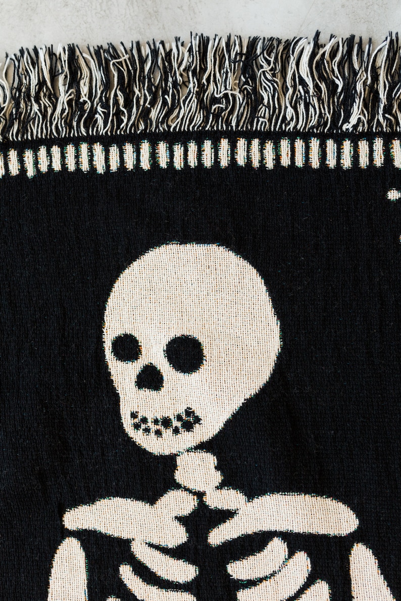 Personalized Skeleton Blanket: Til Death Do Us Part Woven - Etsy