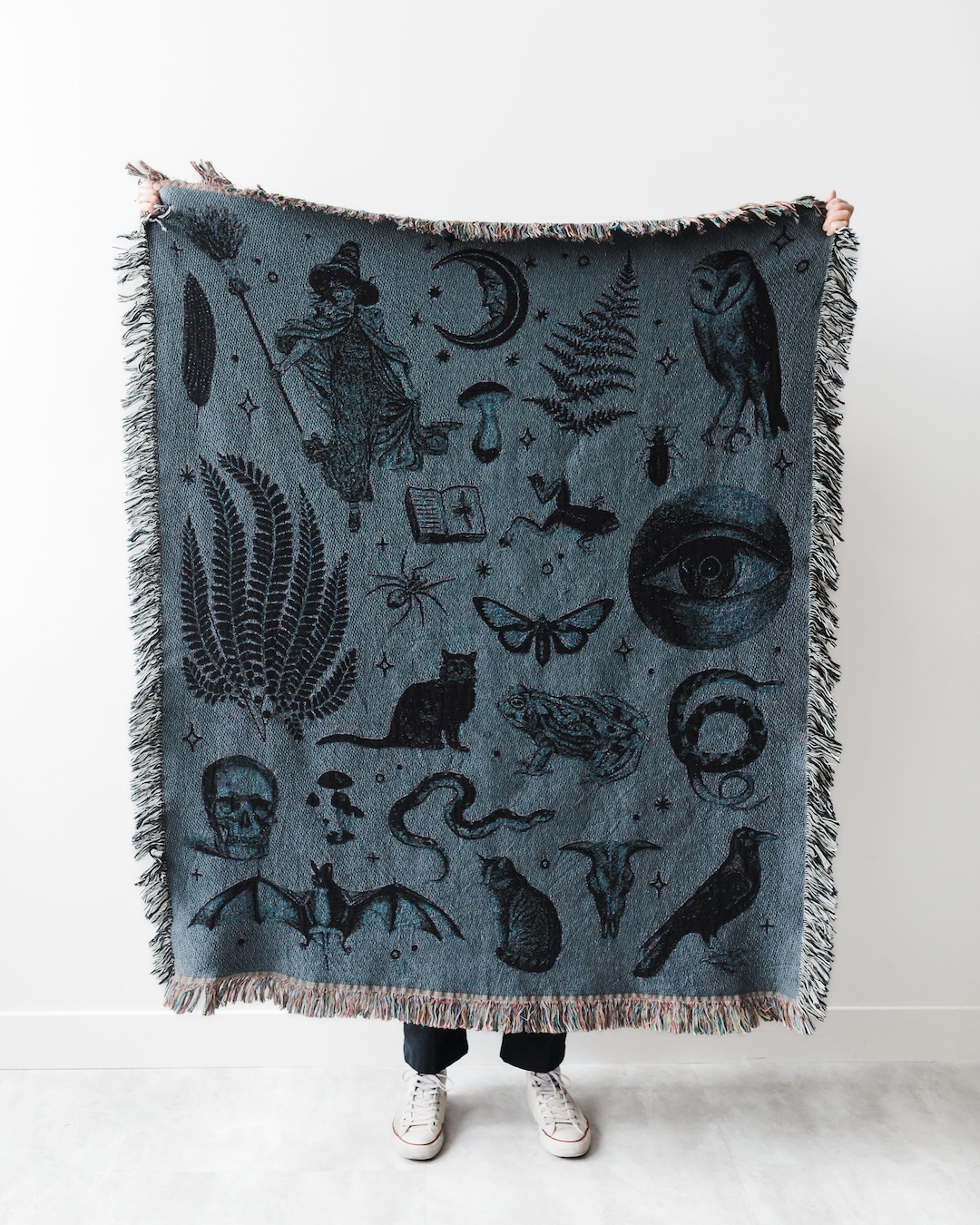 Spooky Witch Personalized Throw Blanket: Woven Cotton Throw, Magic ...