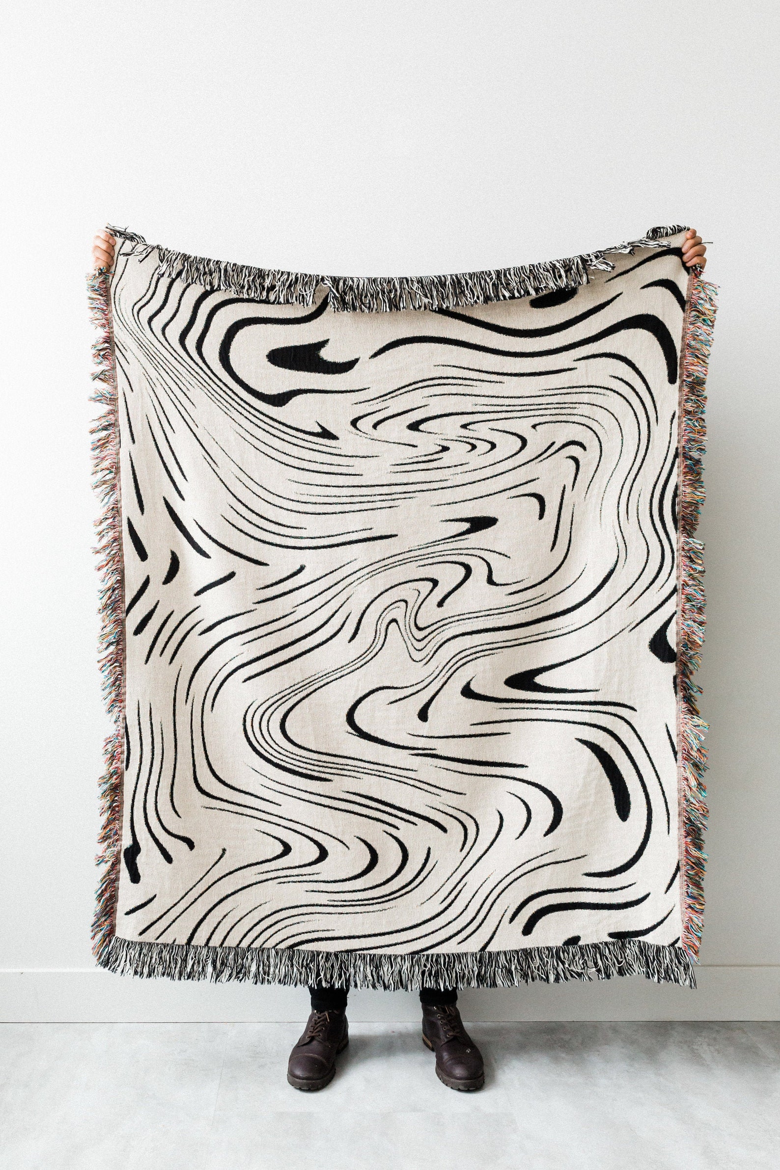 Marble Throw Blanket: Black & off White Woven 100% Cotton Throw, Zebra ...