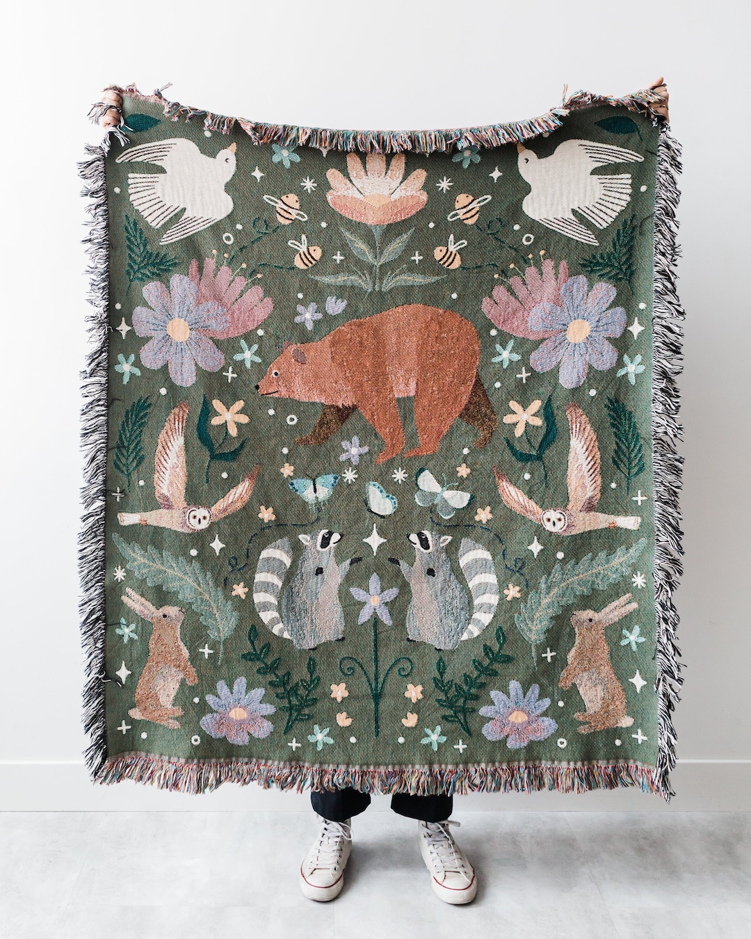 Woodland Animal Throw Blanket: Personalized Name, Cute Nature Gift ...