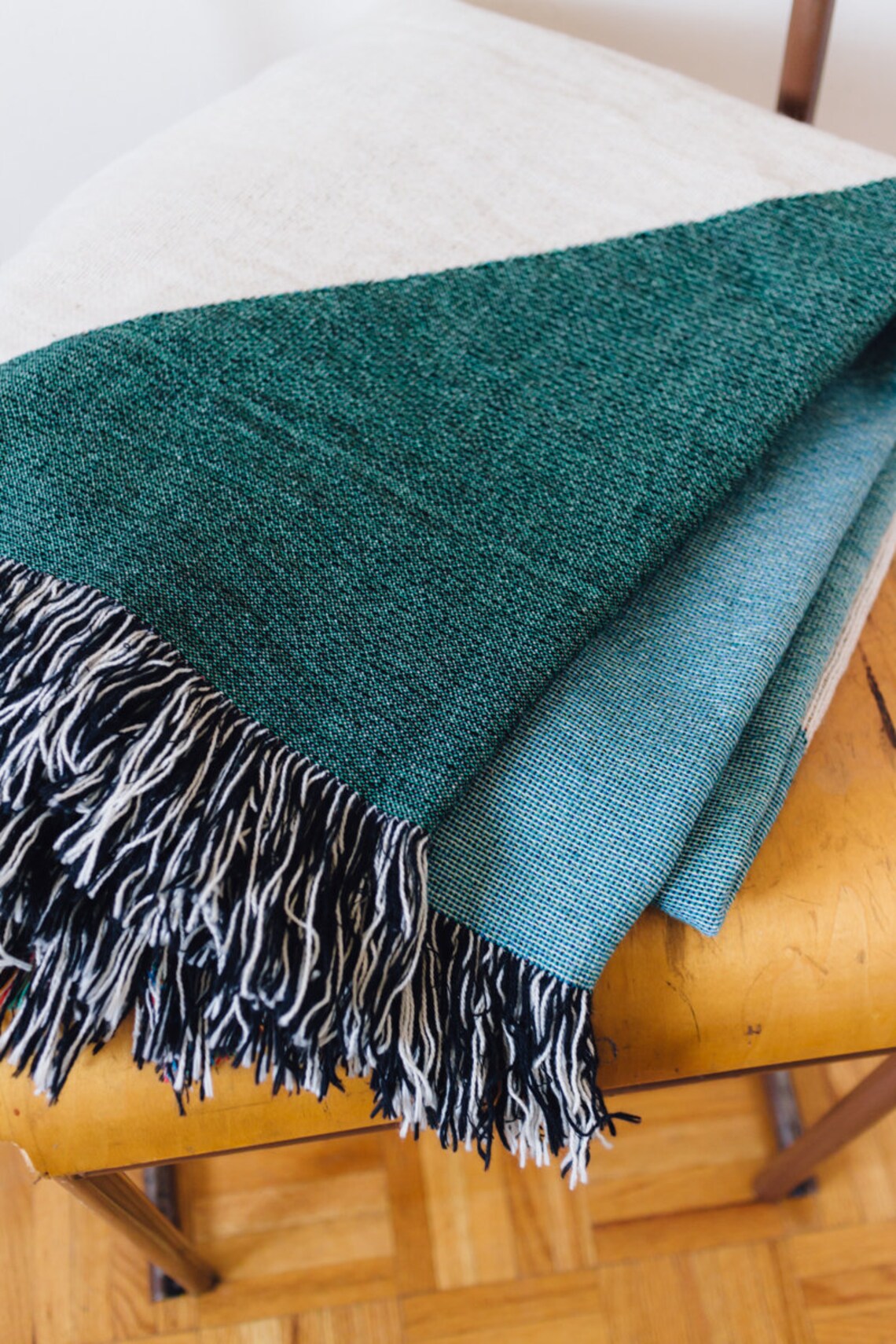 Color Block Woven Throw Blanket Green & Blue Throw Blanket - Etsy