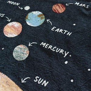 Space Throw Blanket: Kids Room Decor, Planets Galaxy Science, Woven ...