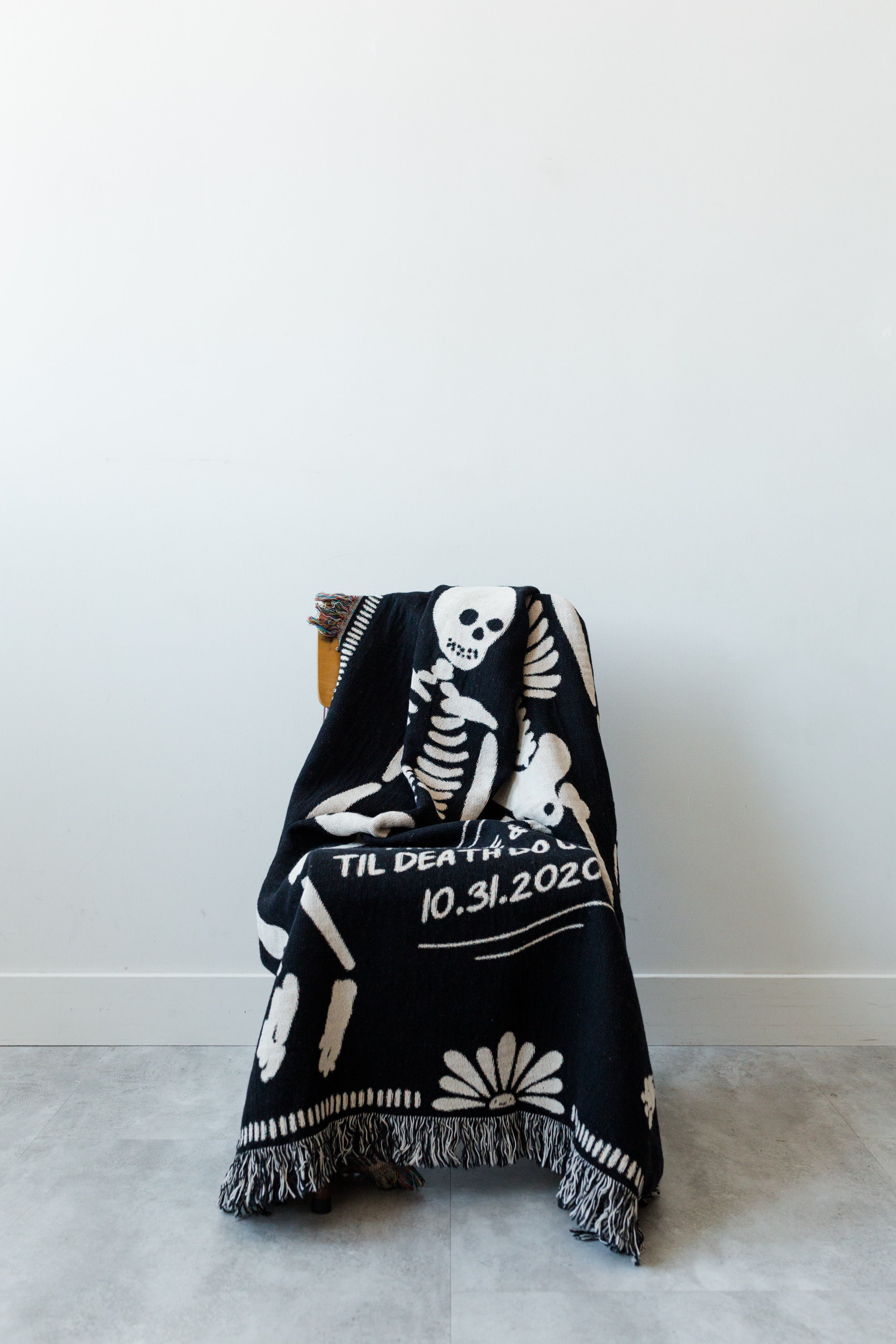 Personalized Skeleton Blanket: Til Death Do Us Part Woven - Etsy