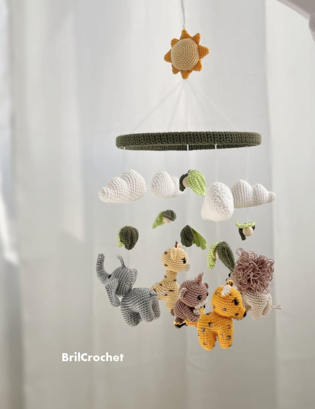 Safari Baby Mobile Jungle Baby Mobile Animals Amigurumi Nursery Room ...