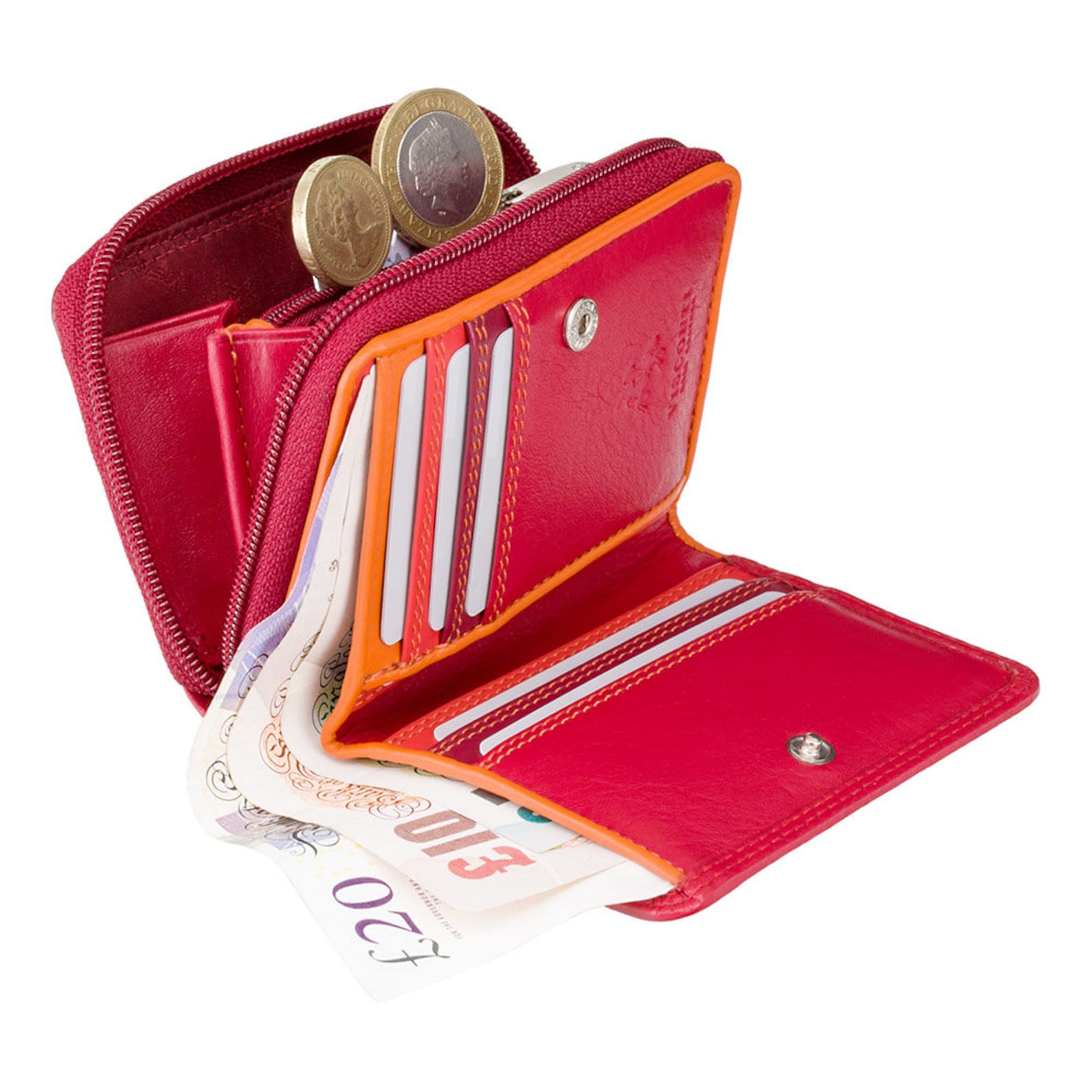 Small Leather RFID Purse Rainbow Collection Red Large - Etsy