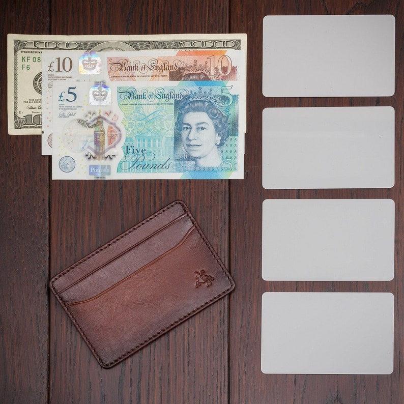 RFID Blocking Slim Card Wallet by VISCONTI Slim Leather Card | Etsy