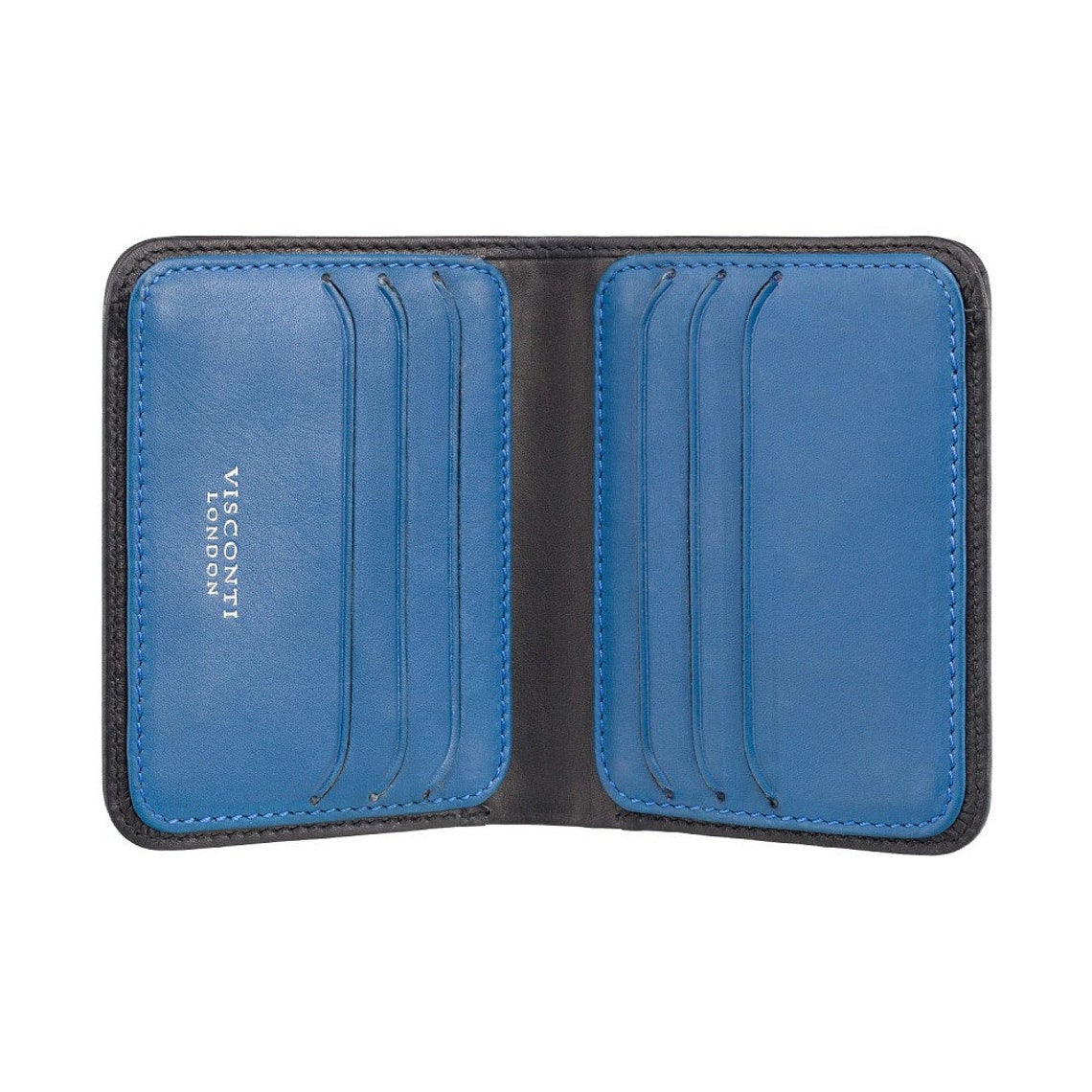 RFID Super Slim Leather Wallet Black / Blue Card Holder - Etsy