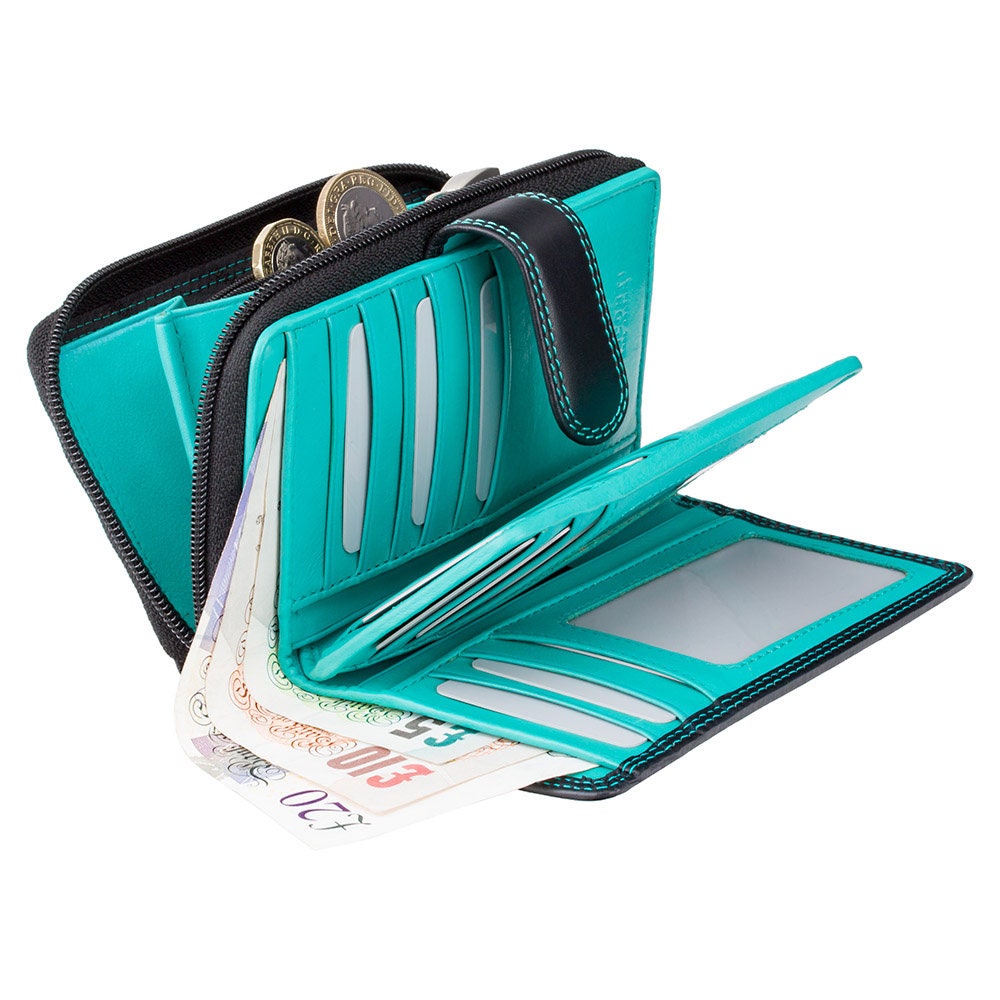 Woman Purse in Black/aqua Ladies Wallet Womens Wallets | Etsy