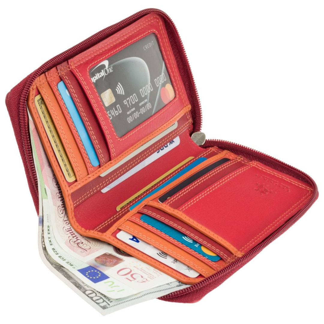 RFID Zip Around Purse in Red - Rainbow Collection - Aruba - Cash & Coin ...