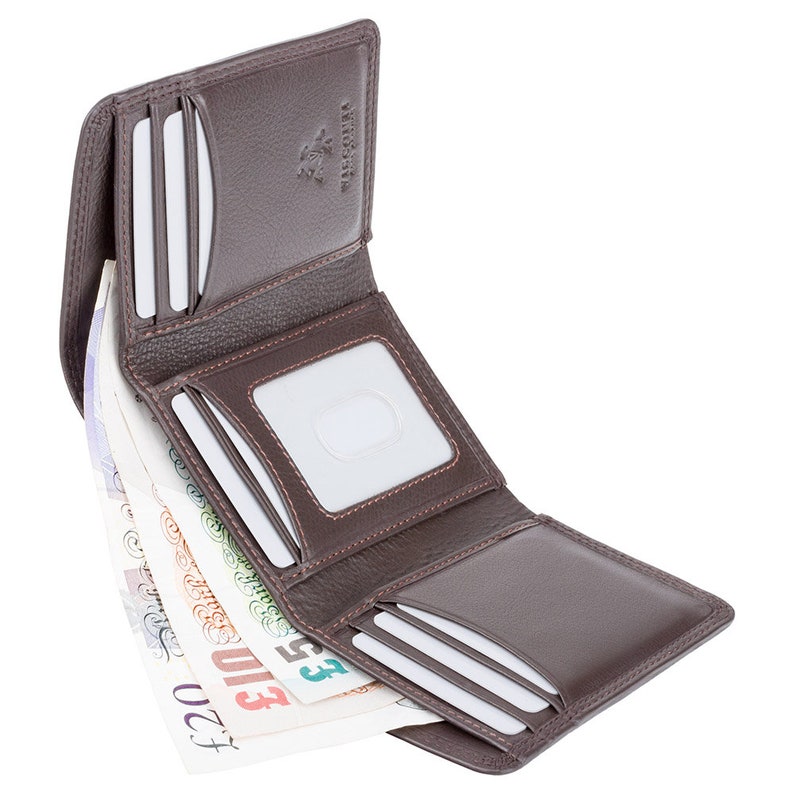 Mans RFID Tri Fold Wallet Slim Wallet Design in Dark Brown - Etsy