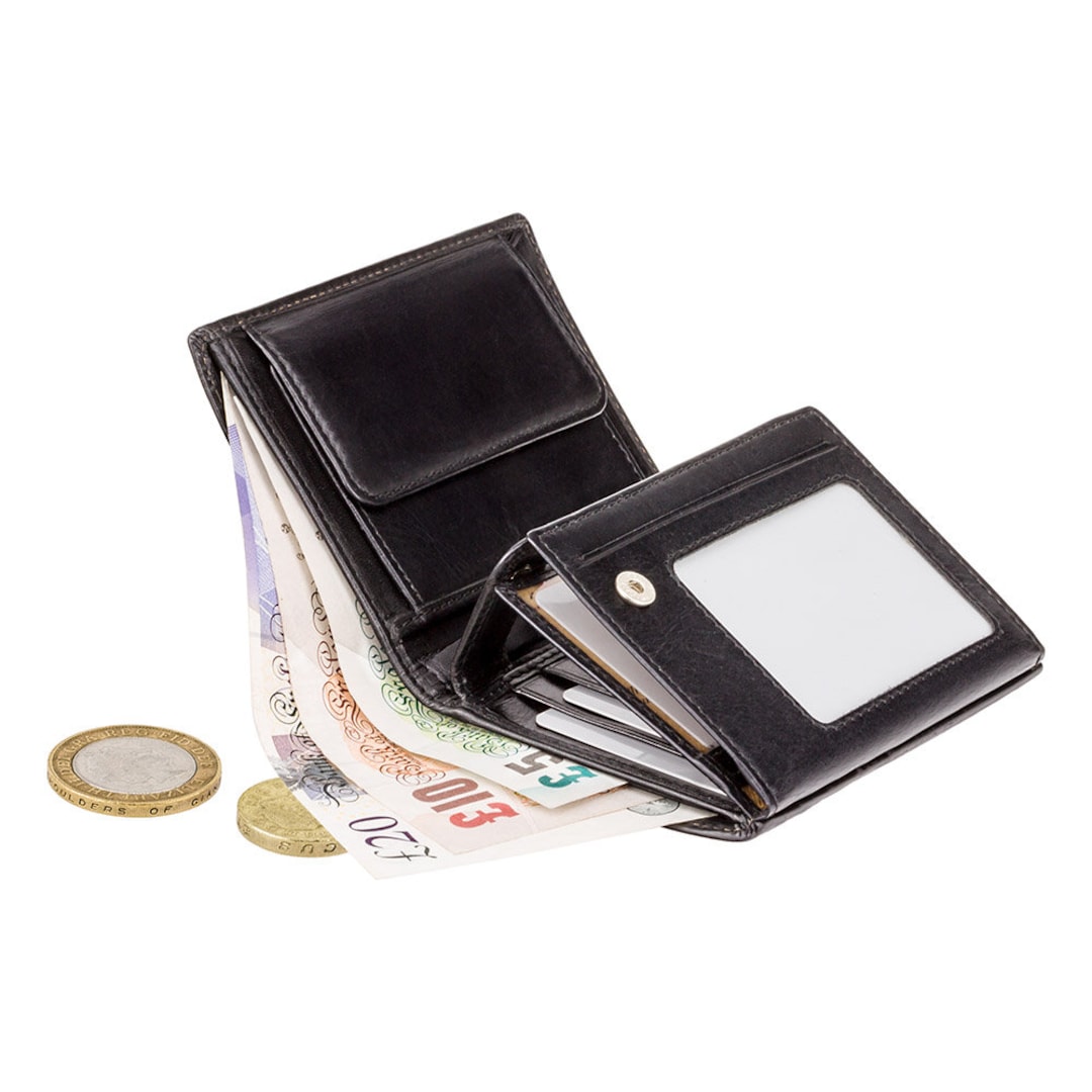 Italian Black Luxury Leather Wallet With RFID Card and Coin - Etsy