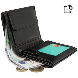 Italian Black Luxury Leather Wallet With RFID - Card and Coin Wallet ...