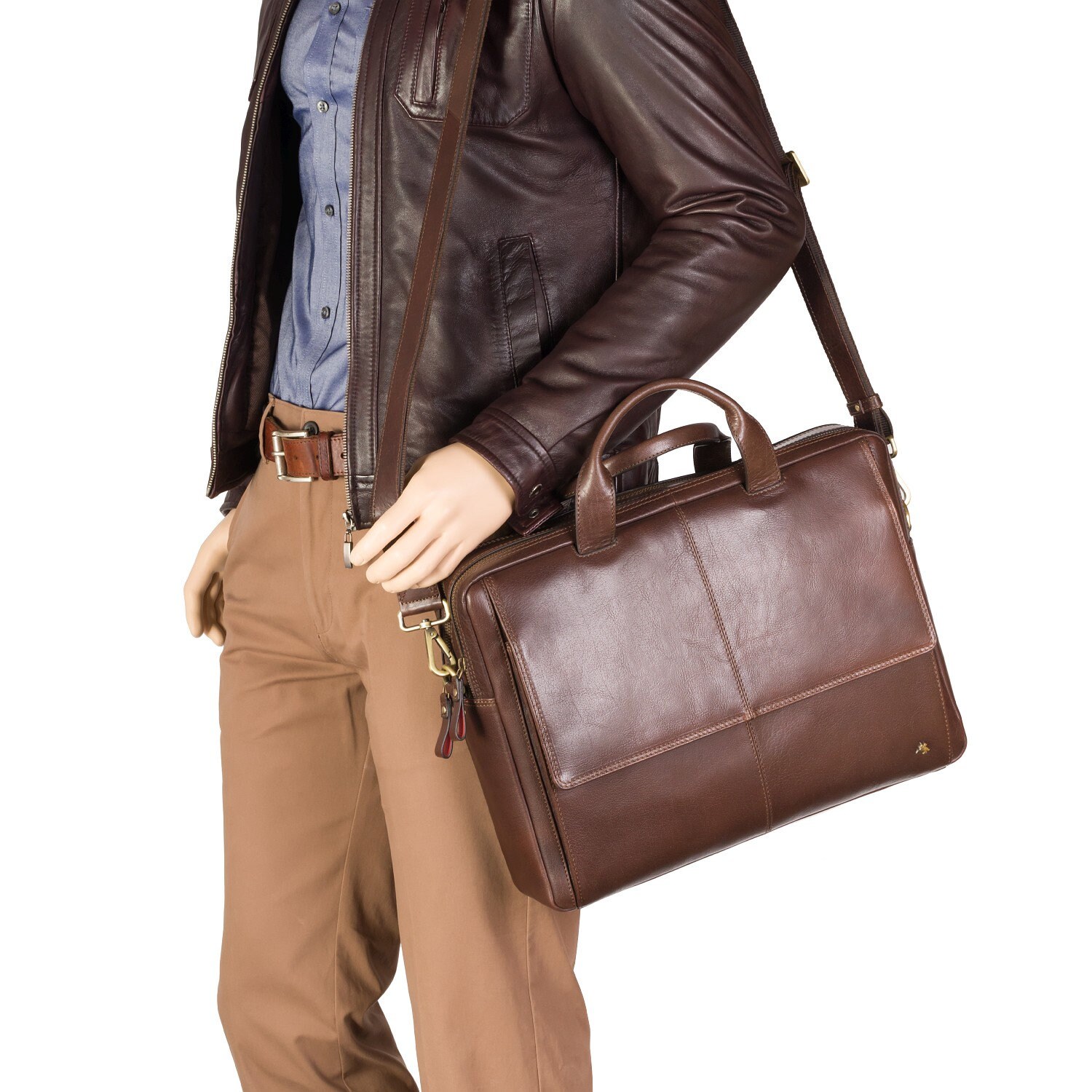 Large Man's Leather Bag Anderson Brown Natural Full | Etsy