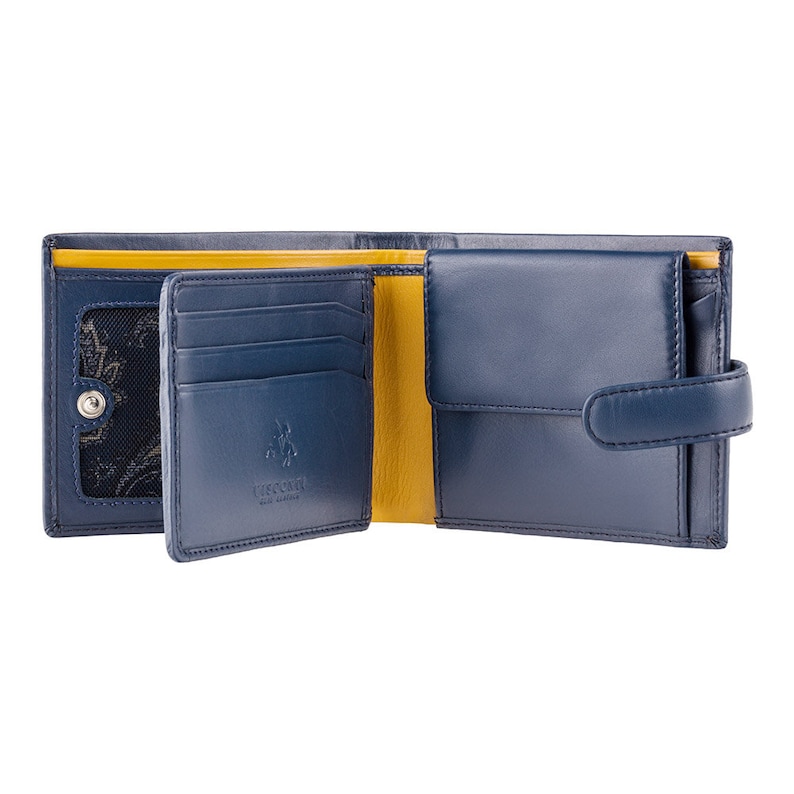 VISCONTI Luxury Blue / Mustard Leather Wallet With RFID - Etsy