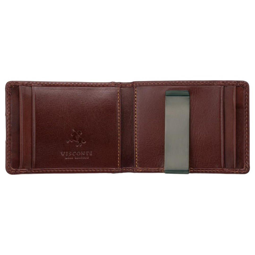 VISCONTI - RFID Mini Wallet With Money Clip Leather Wallet - Brown ...