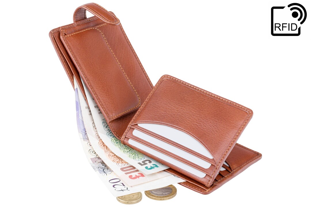 VISCONTI - Luxury Tan Button Close Leather Wallet With RFID Protection ...