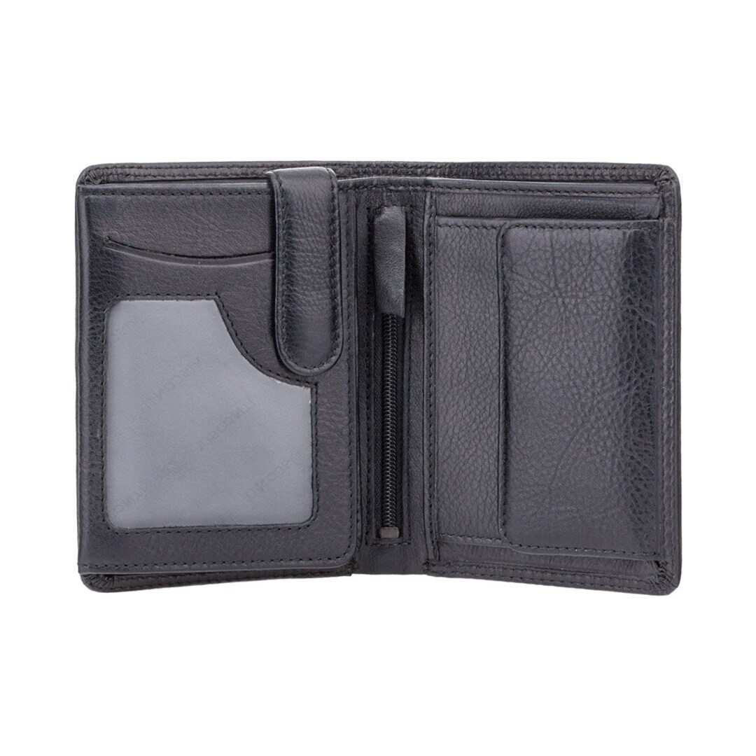 Men's Upright Leather Wallet - RFID Blocking Wallet - Note Case - Black ...
