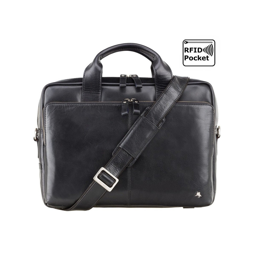 Natural Full Grain Leather 13" Laptop Bag With RFID - Luxury Laptop ...