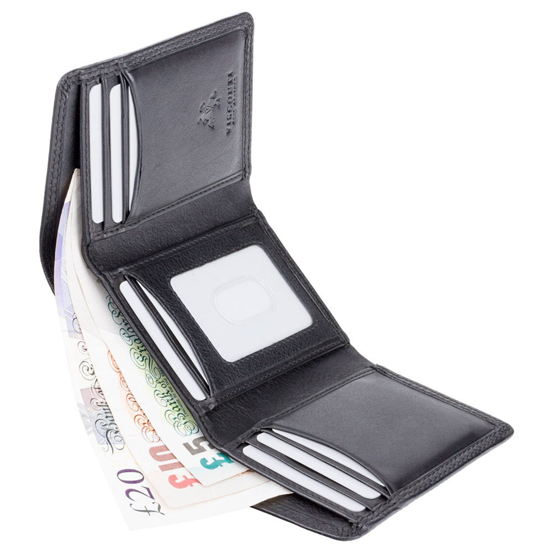 Mens RFID Blocking Tri Fold Wallet - Slim Wallet Design in Black - HT18 ...